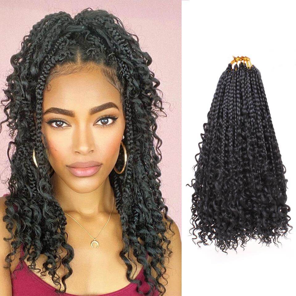 Xtrend Boho Bob Box Braids Crochet Hair With Curly Ends Goddess Box Cr