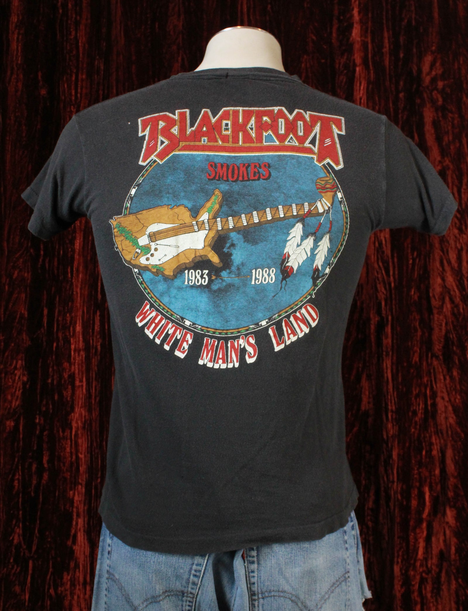 Vintage Blackfoot Concert T Shirt 1983 88 Siogo Medium Black Shag