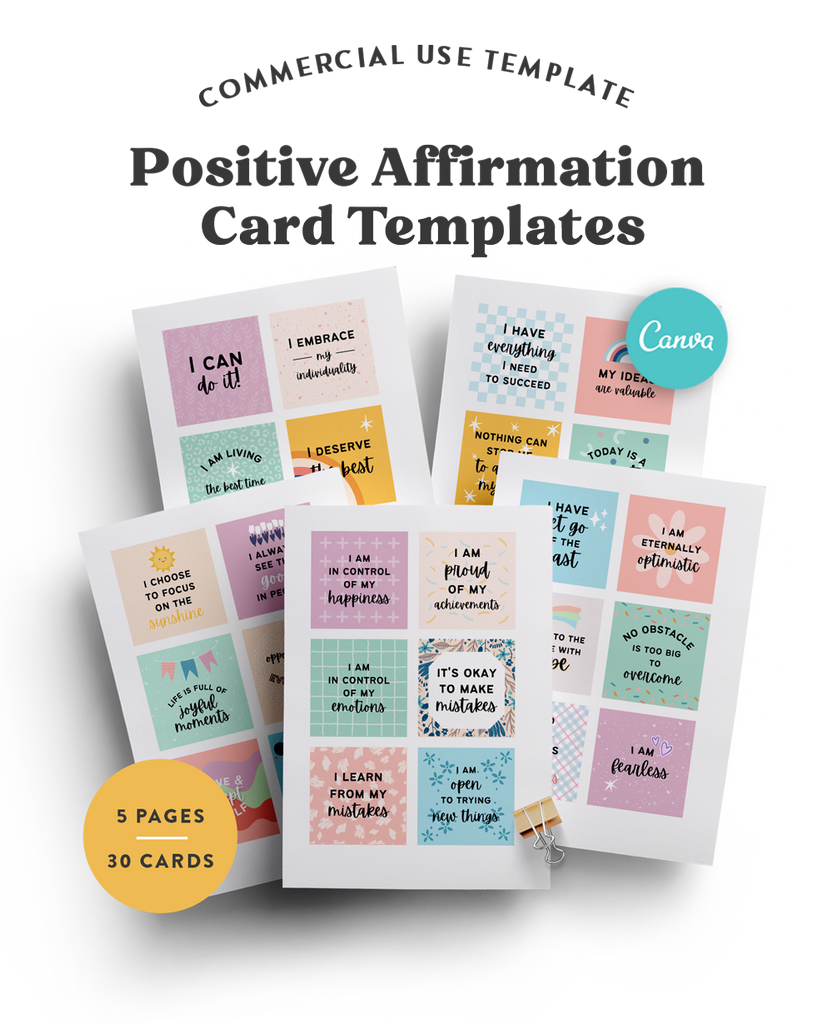 Positive Affirmation Cards Template For Canva Commercial Use