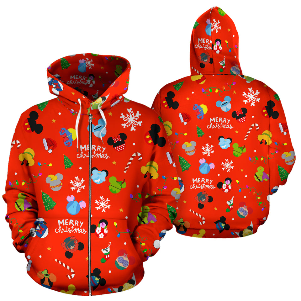 Disney Merry Christmas Red Zip Up Hoodie Have Simple