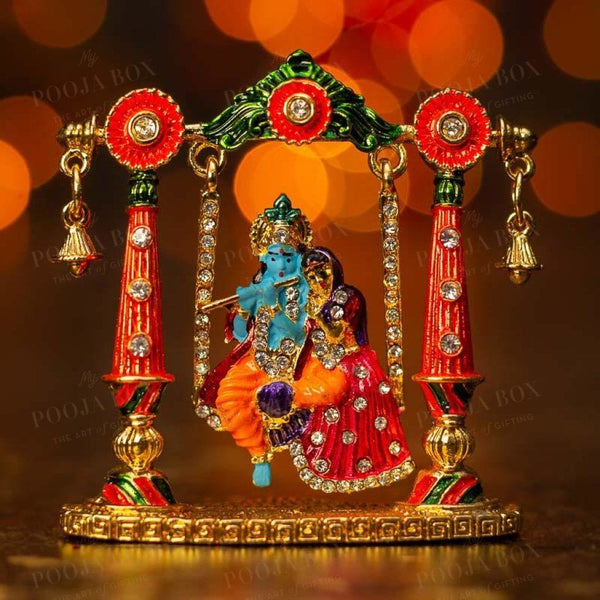 Buy Vibrant Radha Krishna Idol With Jhula Online In India