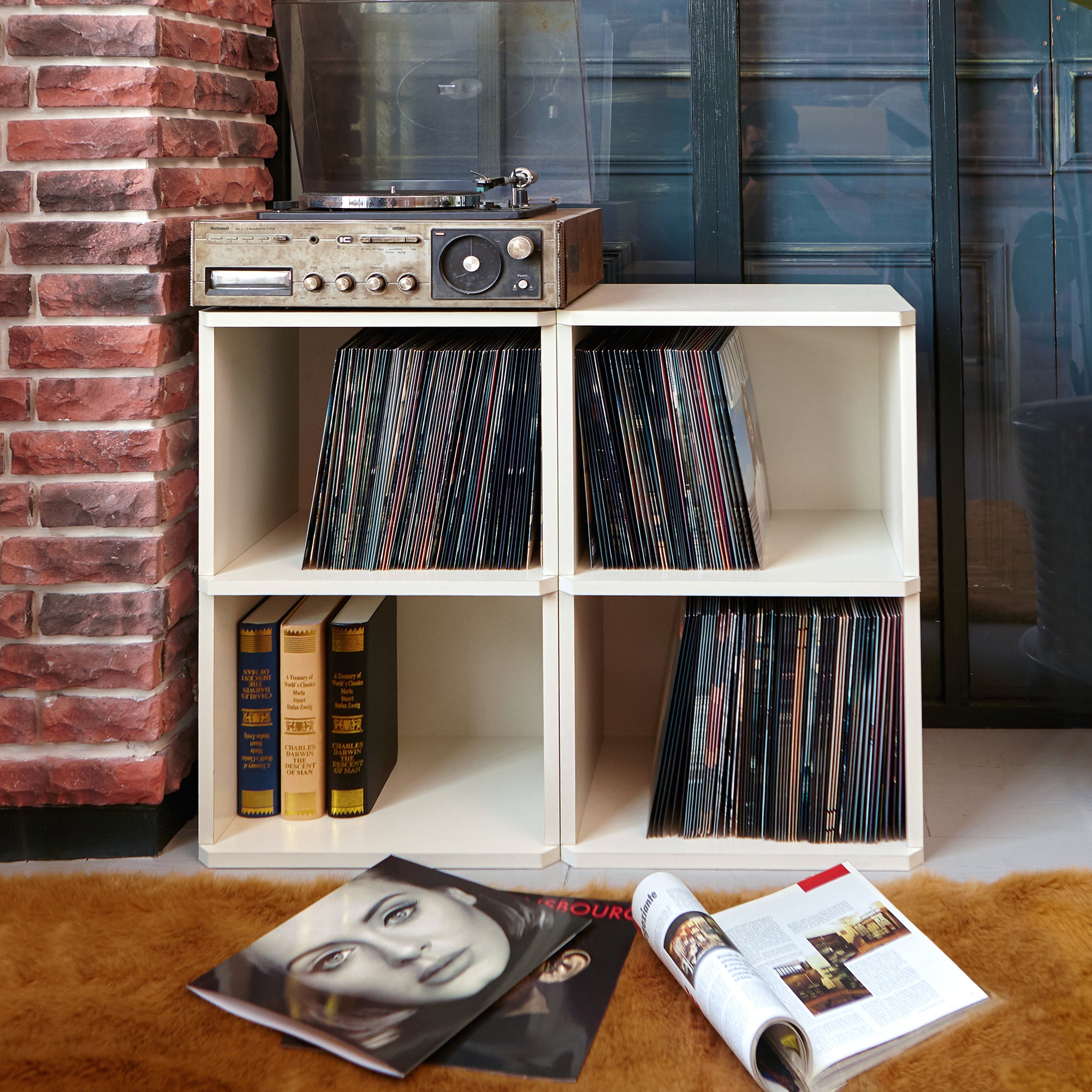 Vinyl Record Storage 2 Cube In White Way Basics