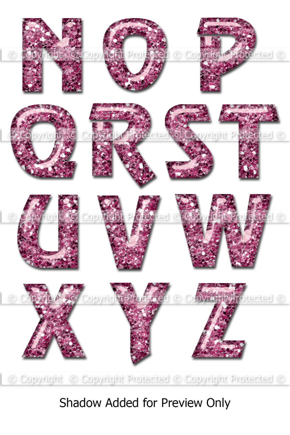 Pink Glitter Alphabet Letters