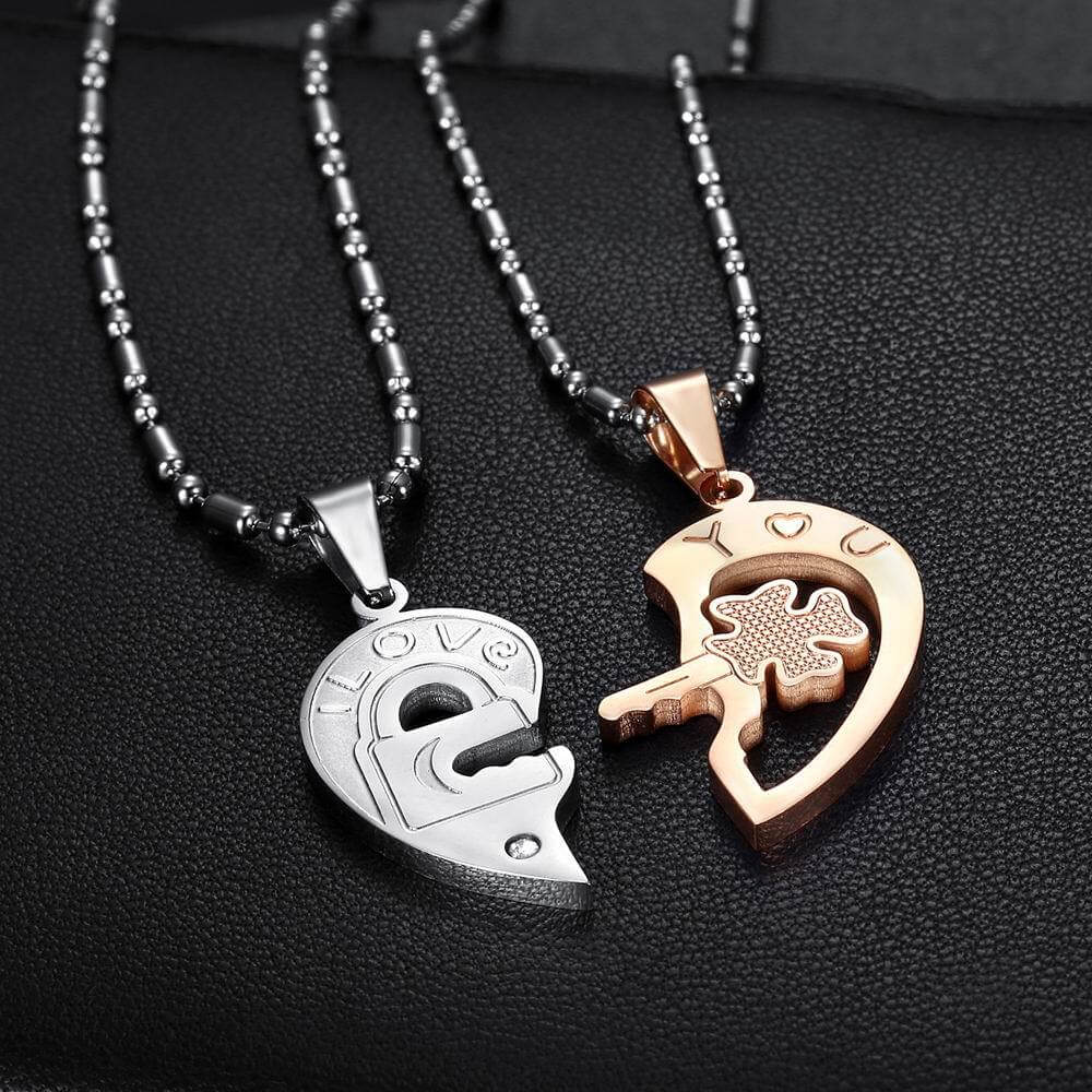 Puzzle Heart Necklace Couple Set Gardeniajewel