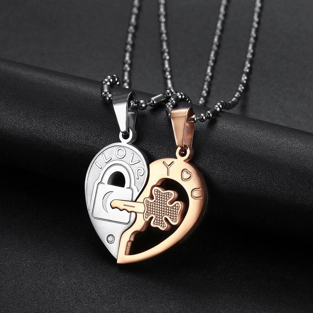 Puzzle Heart Necklace Couple Set Gardeniajewel