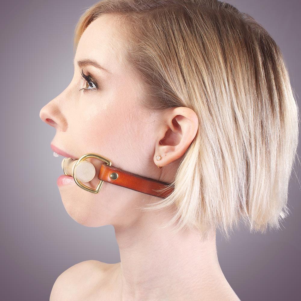 Bdsm Locking Bit Gag Wood And Leather Lvx Supply And Co