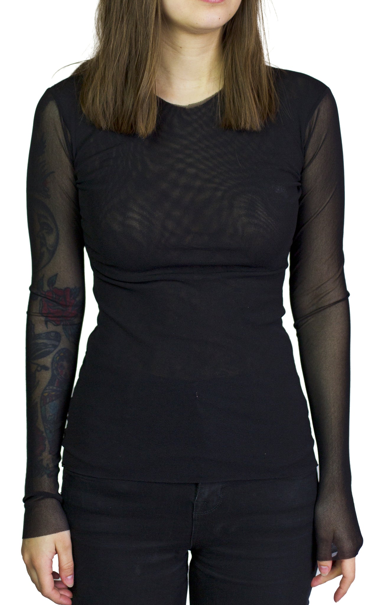 Long Sleeve Mesh Crew Neck Top From Petit Pois Sandylew