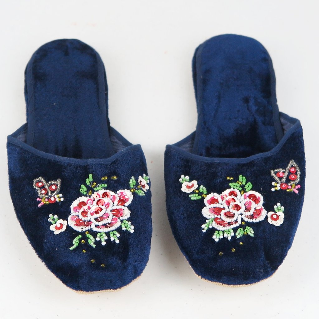 Handmade Embroidered Floral Chinese Womens Velvet Slippers Fashionso