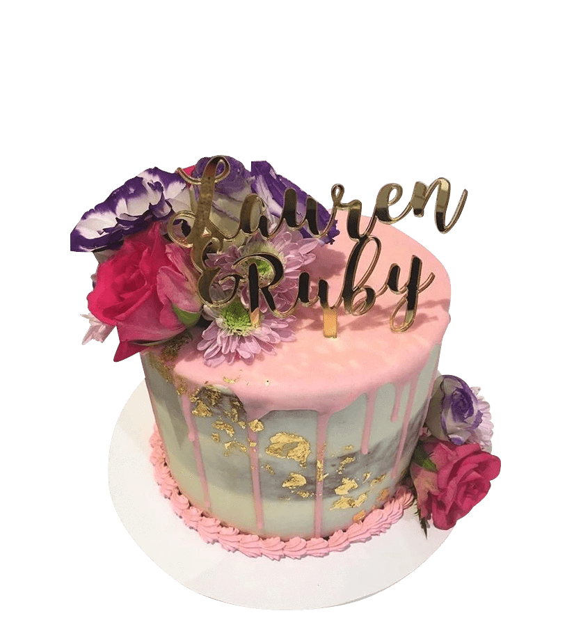 Floral Purple Pink And Gold Semi Naked Buttercream Speciality Cake