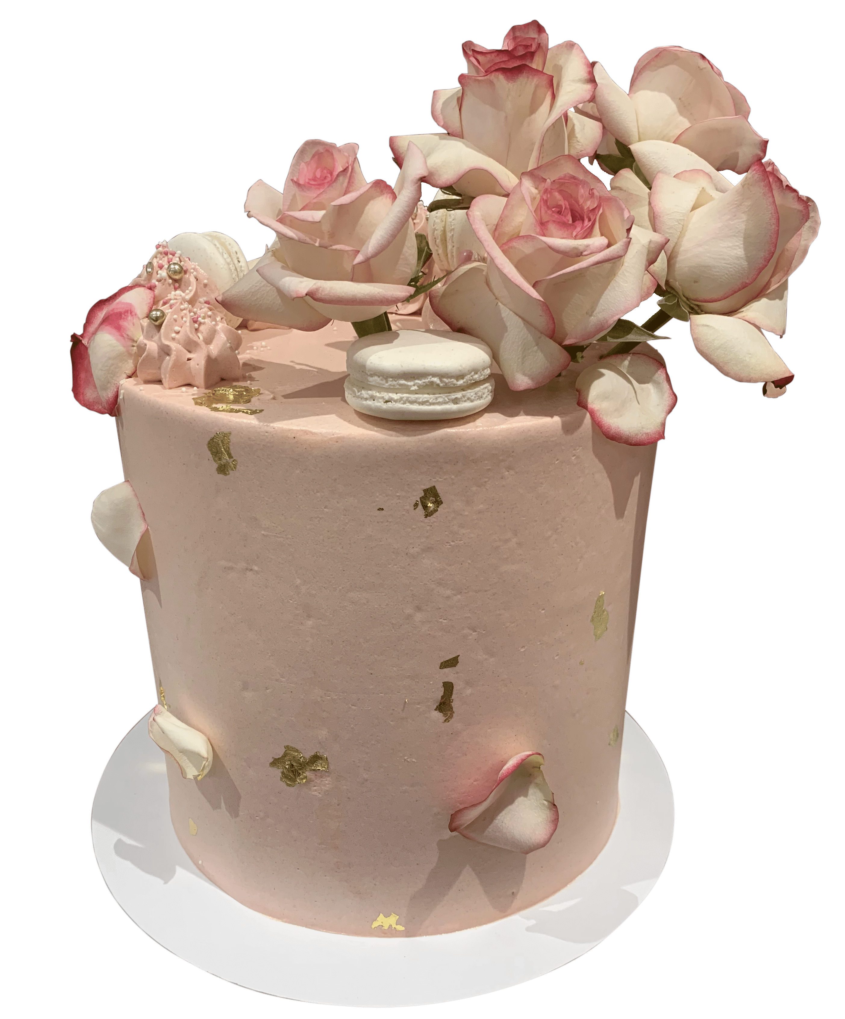 Rustic Pink White And Gold Smooth Buttercream Floral Double Height Sp