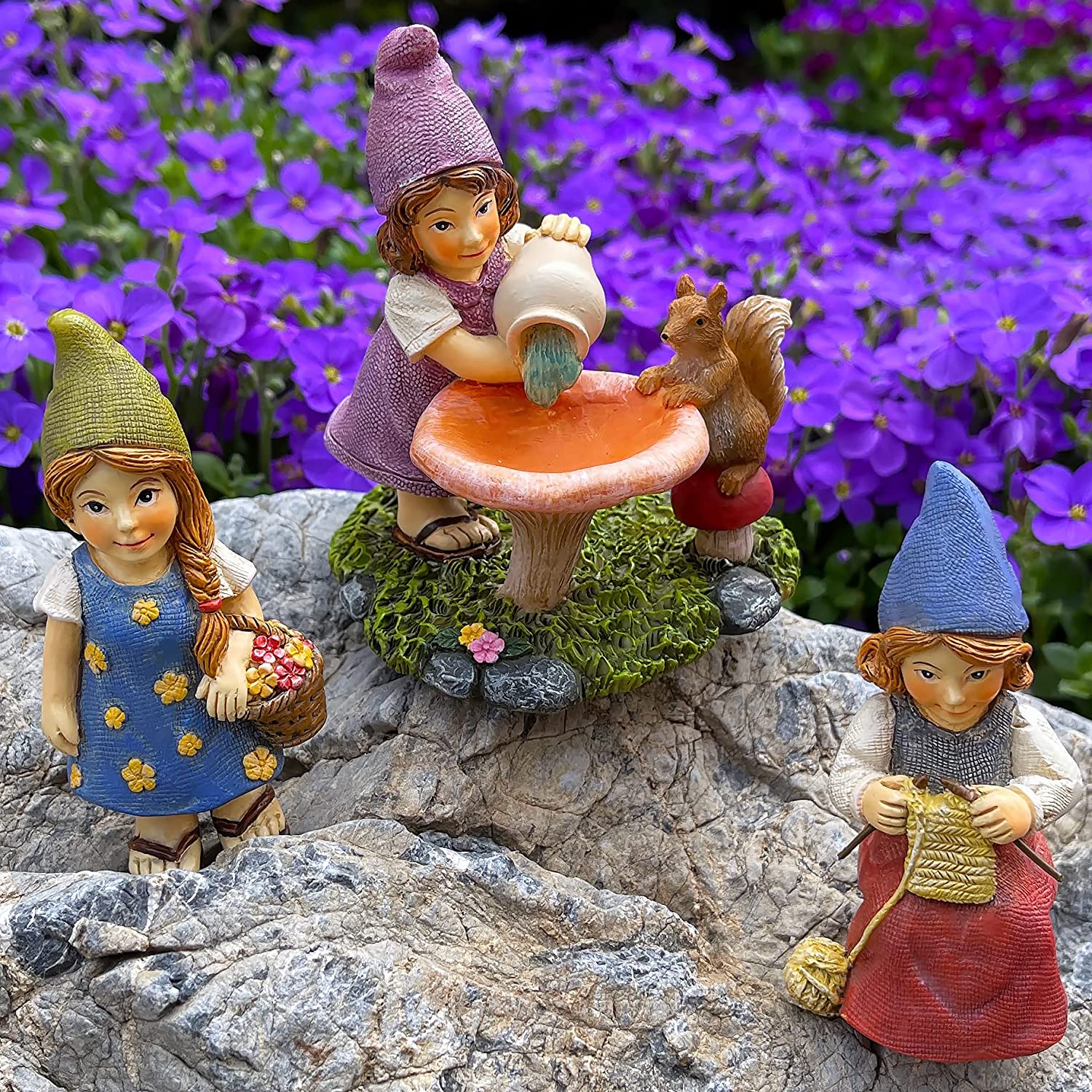 Miniature Garden Gnomes Lady Gnomes Kit Of 3 Pcs Figurines And Acc