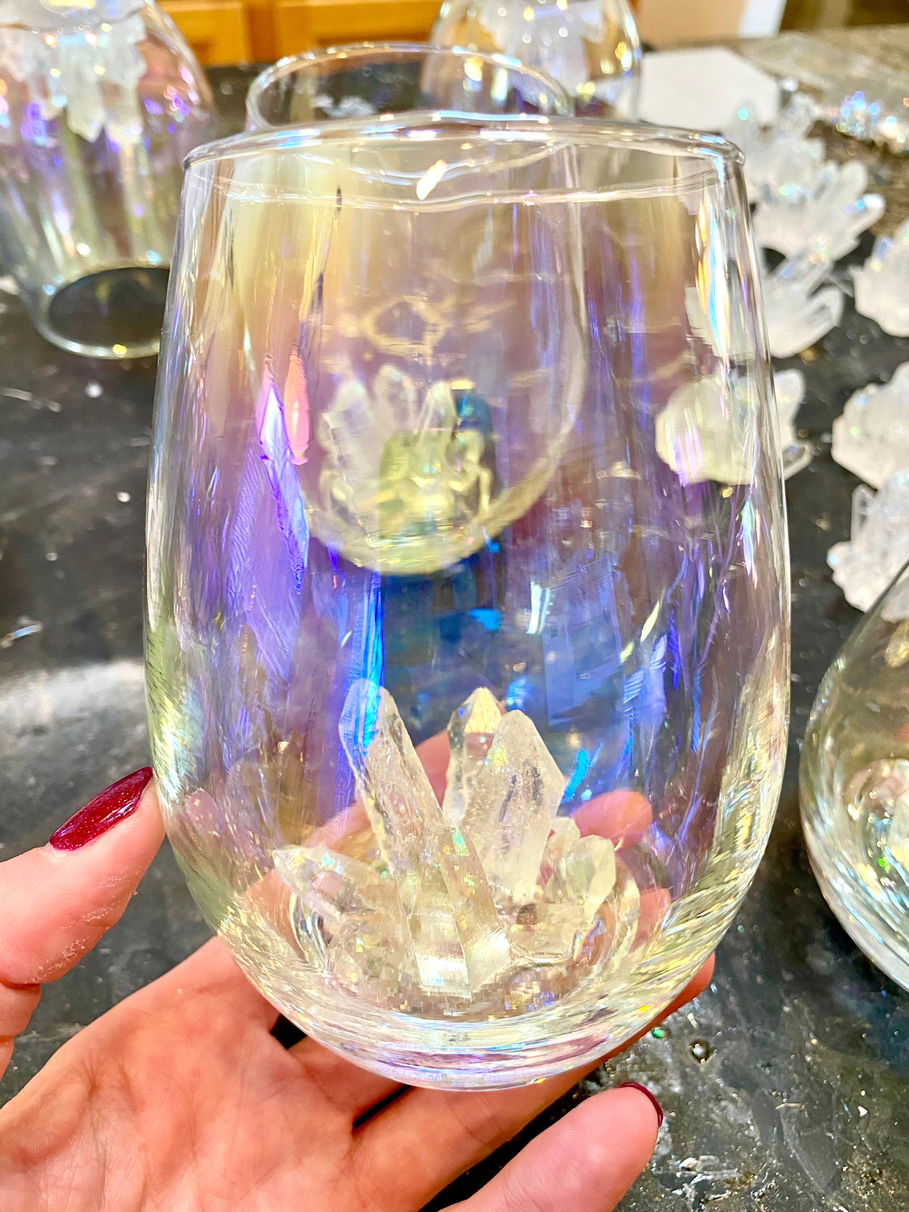 Set Of 4 Aura Crystal Stemless Wine Glasses Cimber Designs