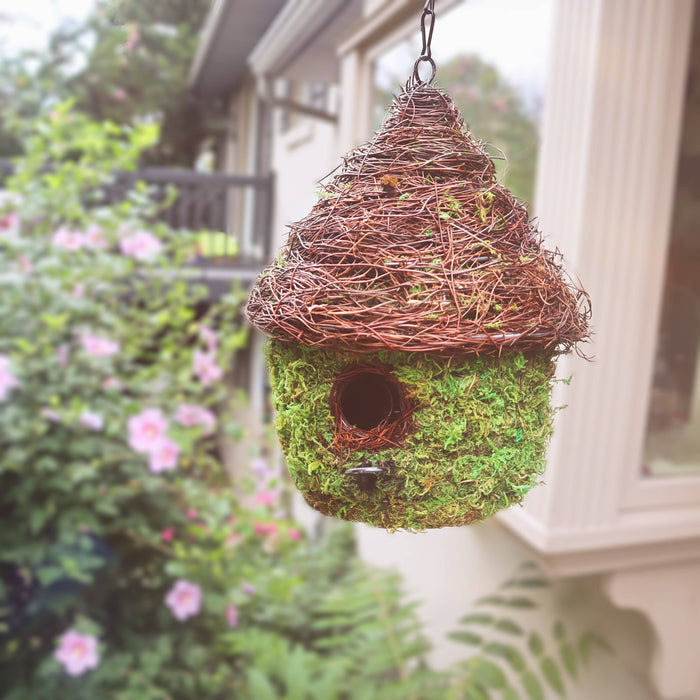 Moss Birdhouse Woven Bungalow — Happy Gardens