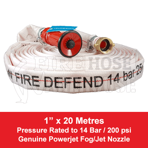 Canvas Style Lay Flat Fire Hose Kit 25mm Id X 20 Metres Fire Hose