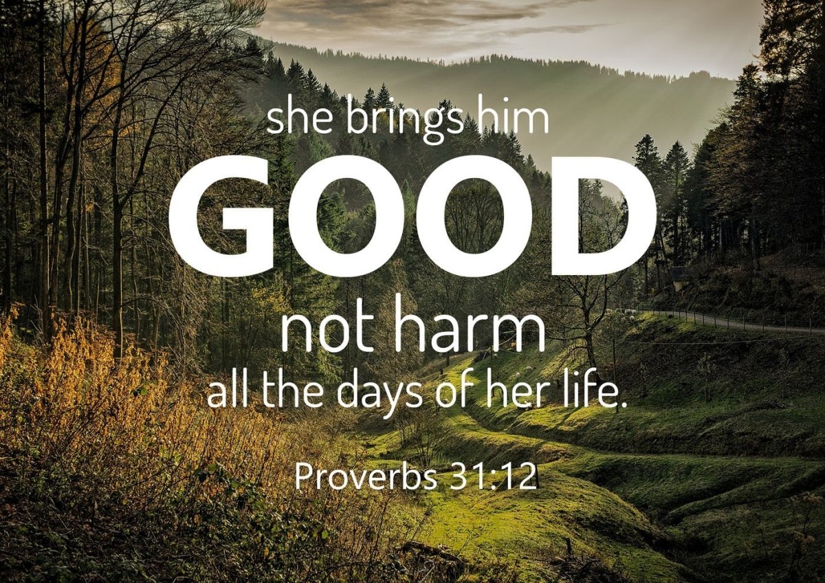 Proverbs 3112 She Brings Him Good Canvas Wall Art Print