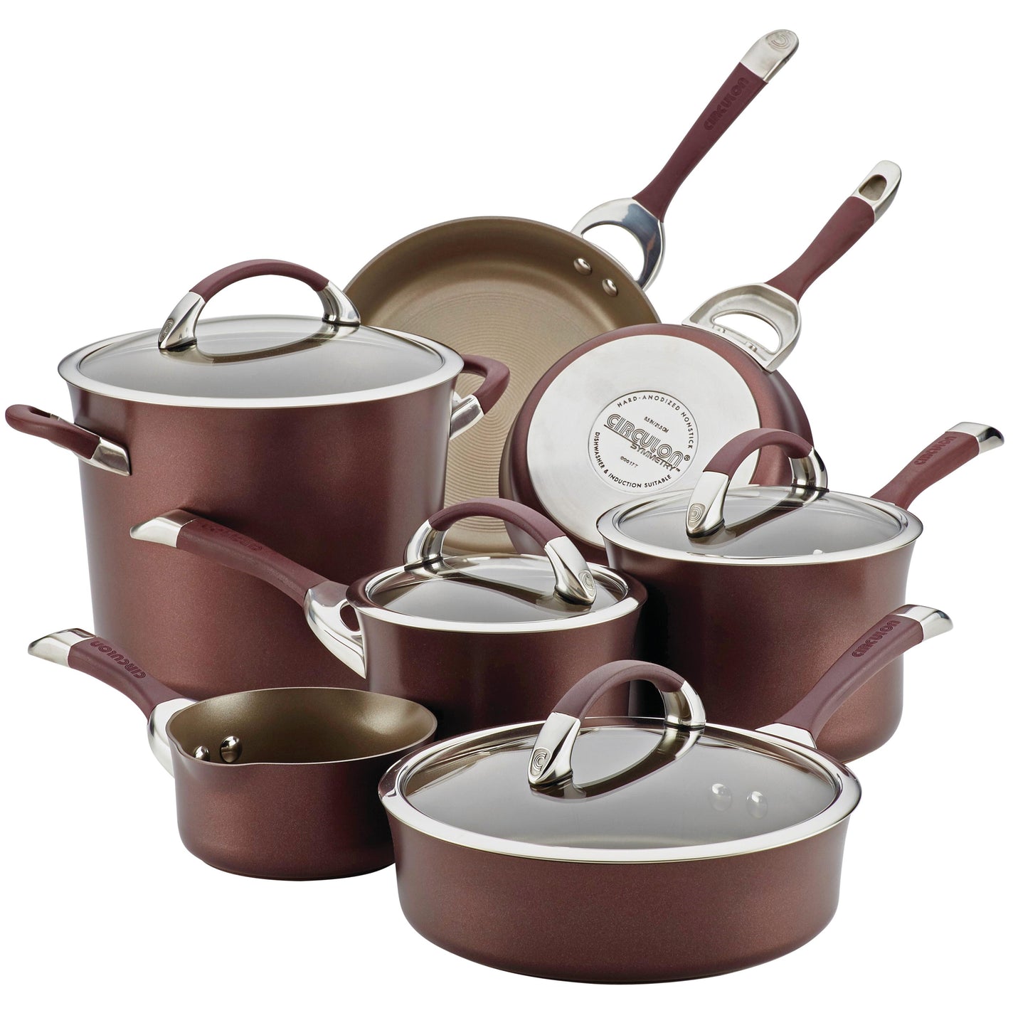 Circulon Symmetry Hard Anodized Nonstick 11 Piece Cookware Set Merlot