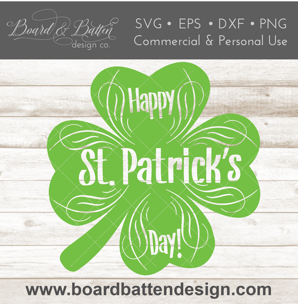 Happy St Patricks Day Shamrock Svg File For Cricutsilhouette Board