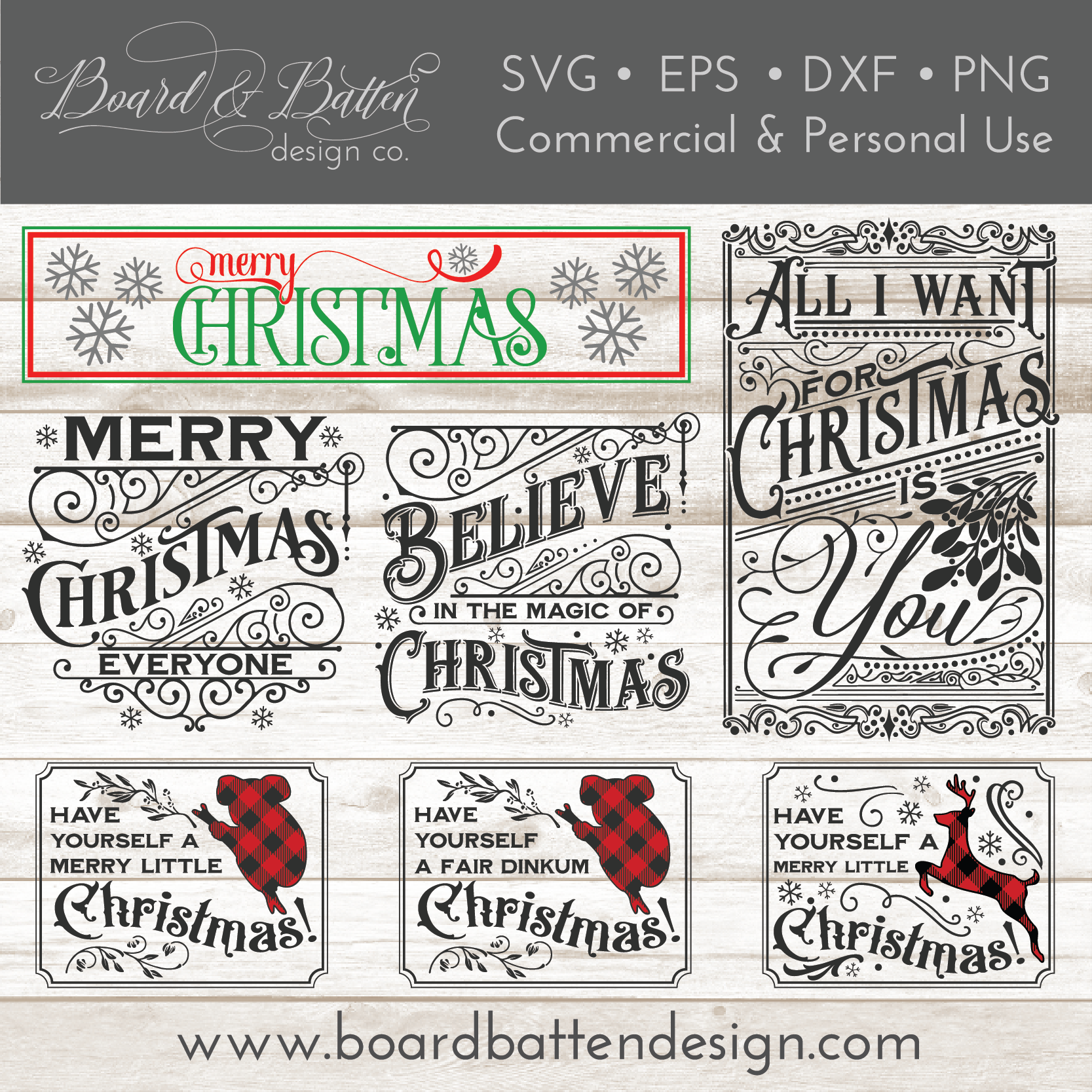 Vintage Christmas Svg Bundle With Lifetime Updates Board And Batten