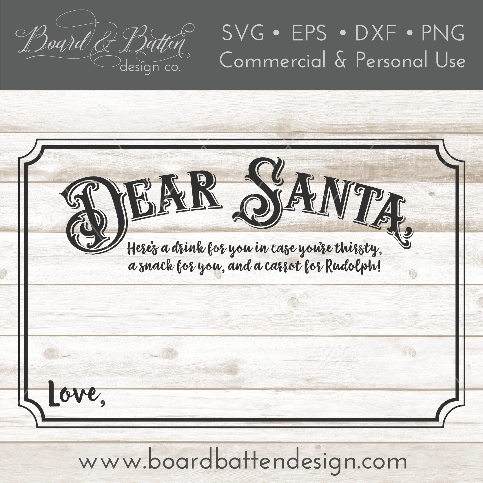 Festive Dear Santa Tray Svg File For Christmas Board And Batten Design Co