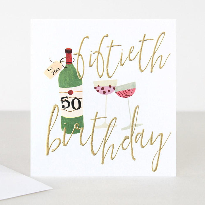 Caroline Gardner Bottle Wine 50th Birthday Card — Maple Ts