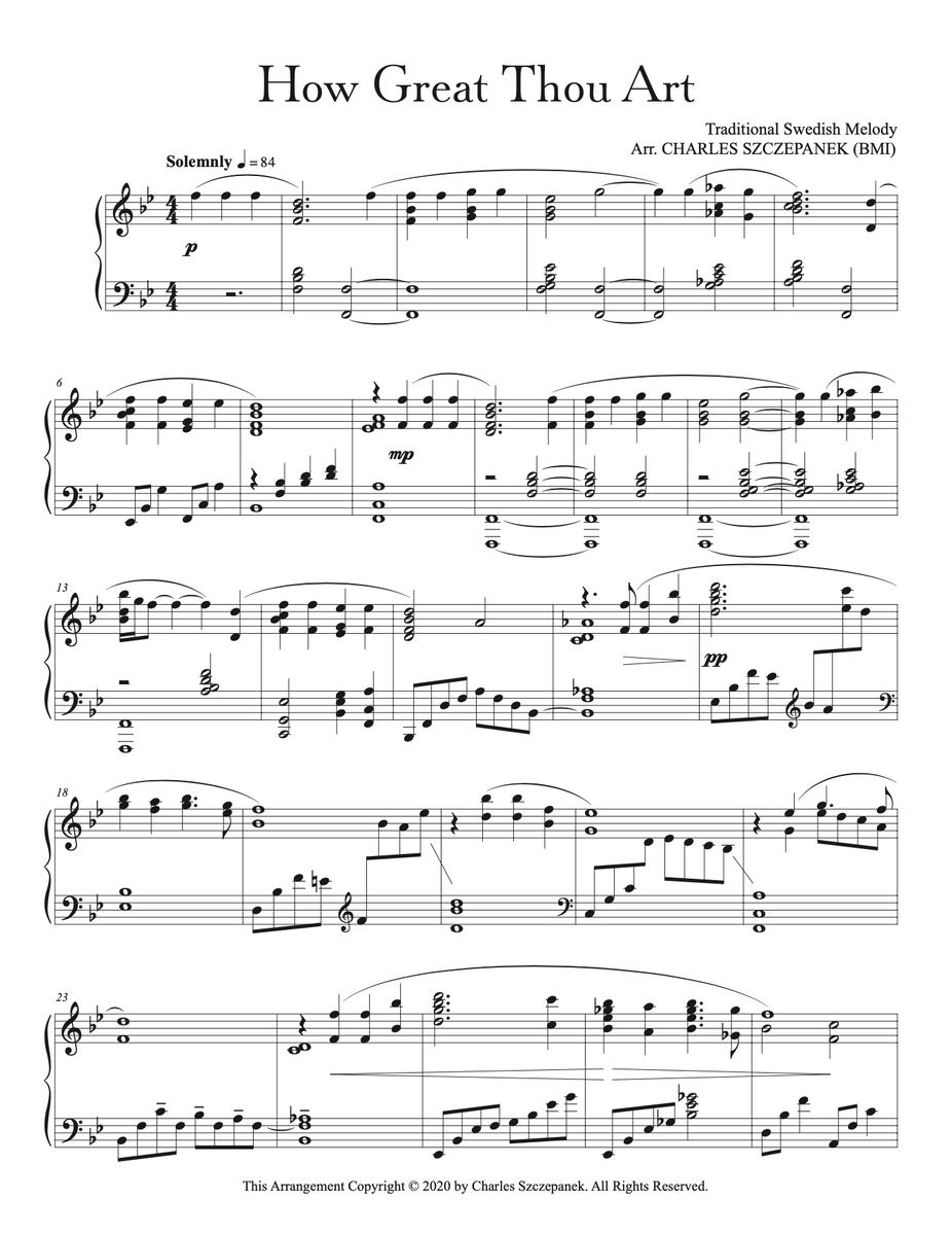 How Great Thou Art Sheet Music For Solo Piano Charles Szczepanek