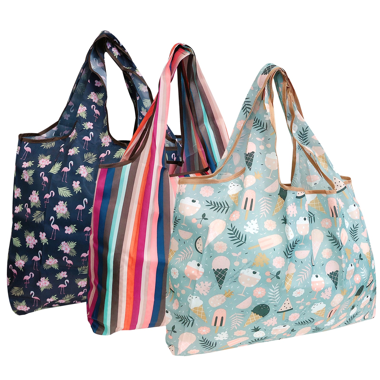 Wrapables Eco Friendly Large Nylon Reusable Shopping Bags Set Of 3