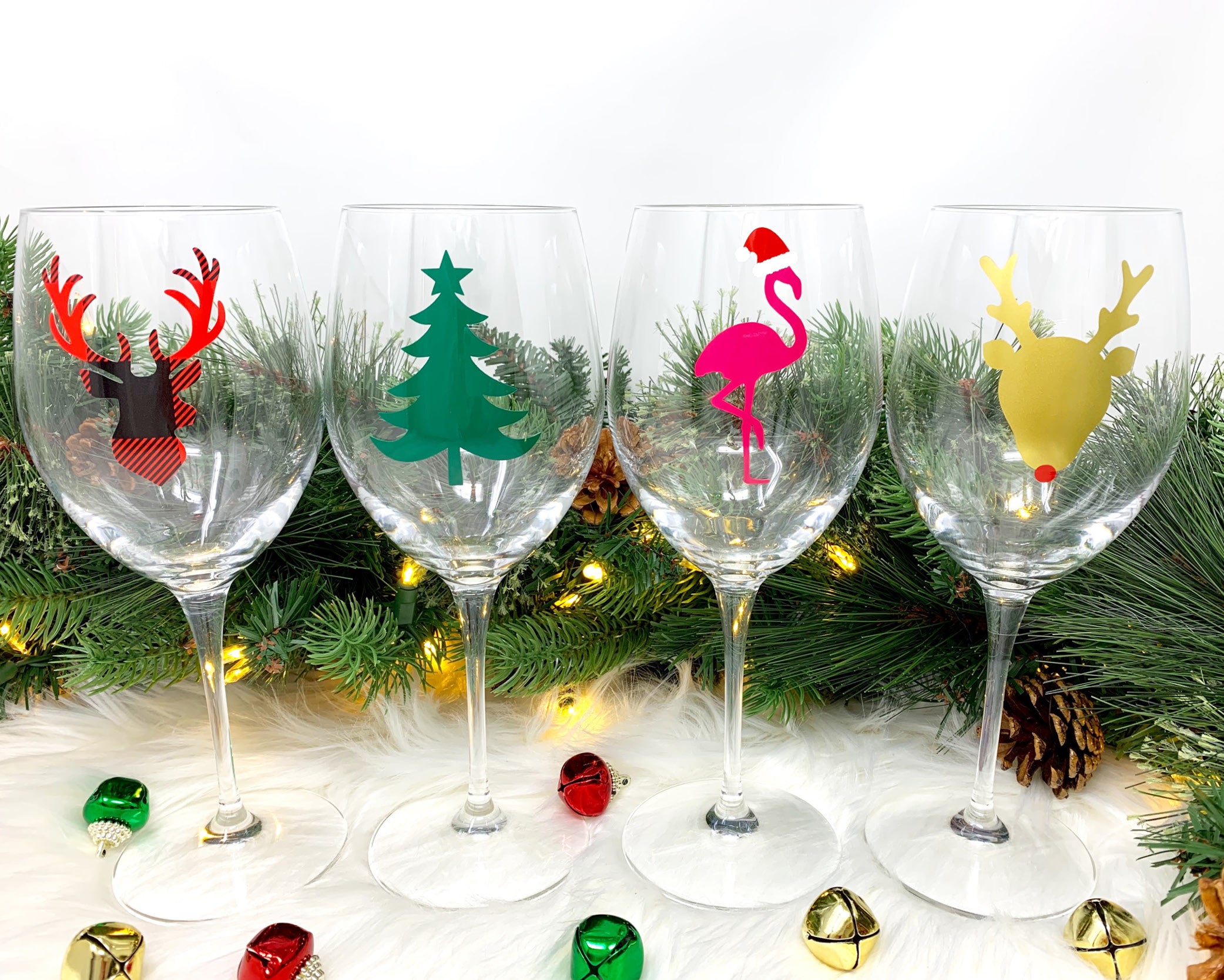 Holiday Wine Glass Initially Yours