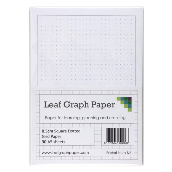 A5 Square Dotted Grid 5mm 05cm Graph Paper 30 Loose Leaf Sheets G