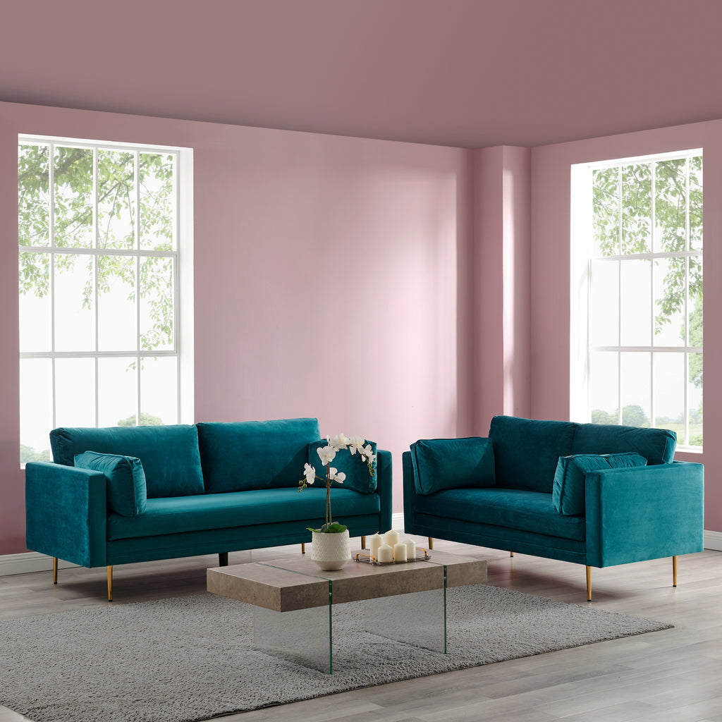 Pelham Teal Blue Velvet Sofa 2 Seater And 3 Seater Buy Designer Home