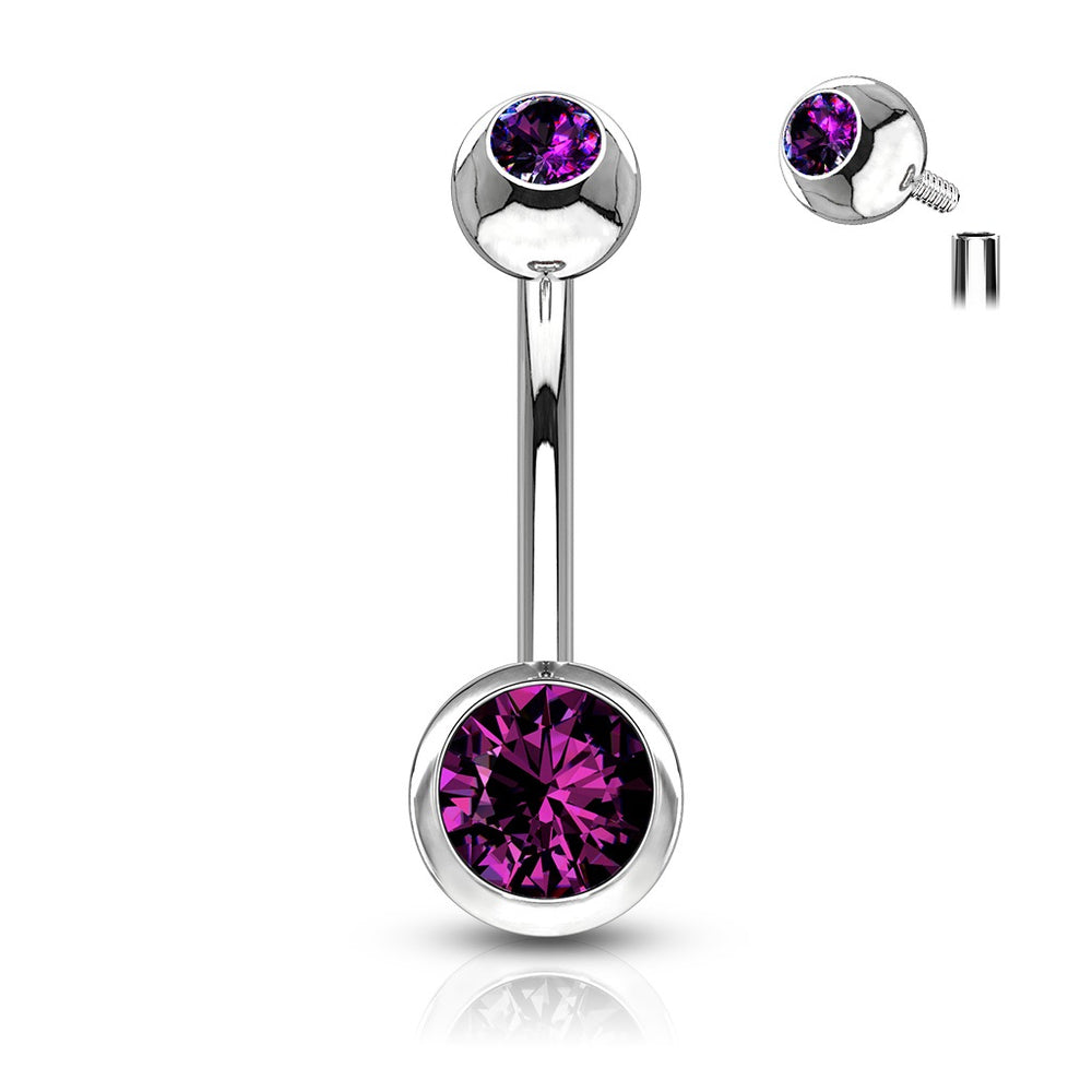 Internally Threaded Navel Ring Purple — Belly Bling