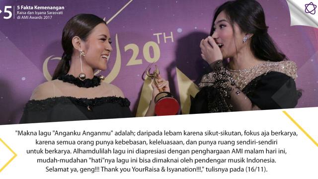 5 Fakta Kemenangan Raisa Dan Isyana Sarasvati Di Ami Awards 2017