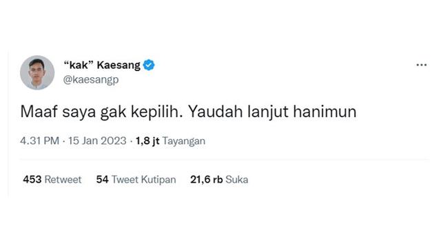 6 Cuitan Kaesang Pangarep Usai Menghilang Dari Twitter Netizen