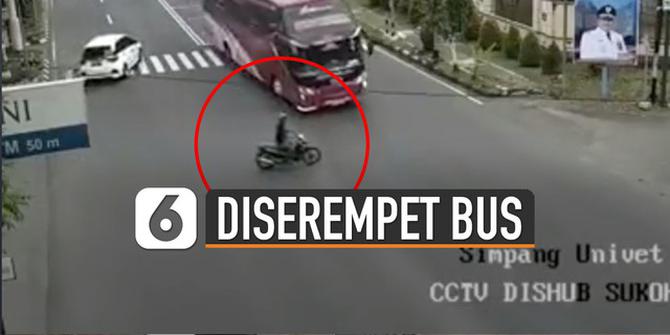 Video Viral Detik Detik Pemotor Selamat Diserempet Bus Enamplus