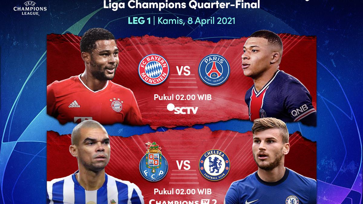 Link Live Streaming Matchday 2 Leg Pertama Babak 8 Besar Liga Champions