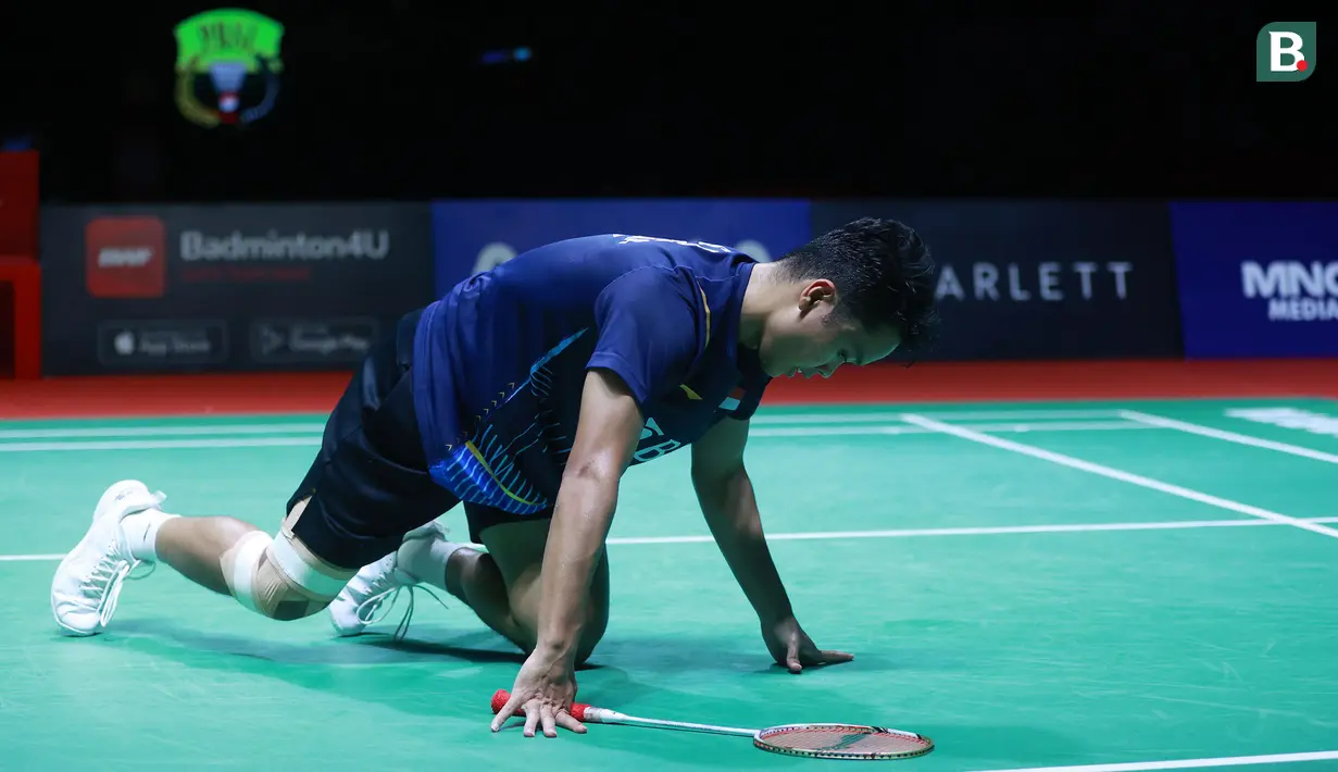 Foto Ekspresi Anthony Sinisuka Ginting Ketika Dikalahkan Viktor