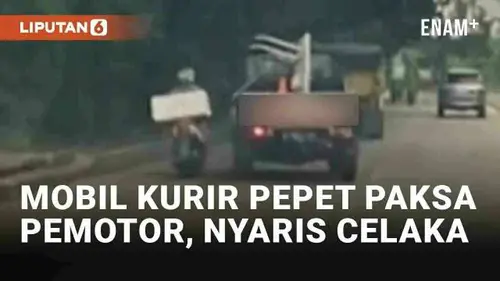 Video Viral Aksi Ugal Ugalan Sopir Mobil Kurir Pepet Paksa Pemotor