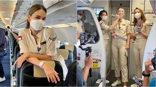 6 Potret Aksi Luna Maya Nyamar Jadi Pramugari Super Air Jet Curi