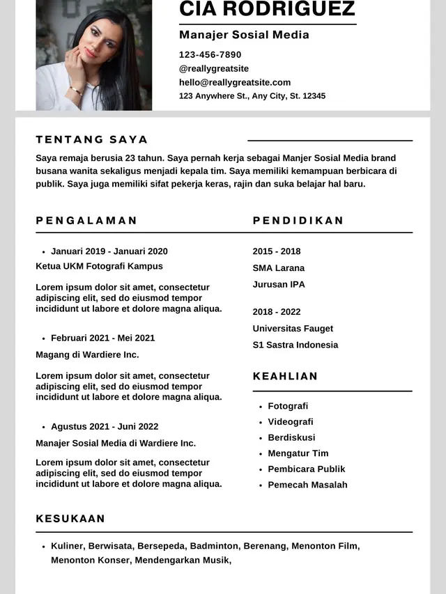 Contoh Cv Lamaran Kerja Yang Baik Dan Benar Ketahui Format Ats