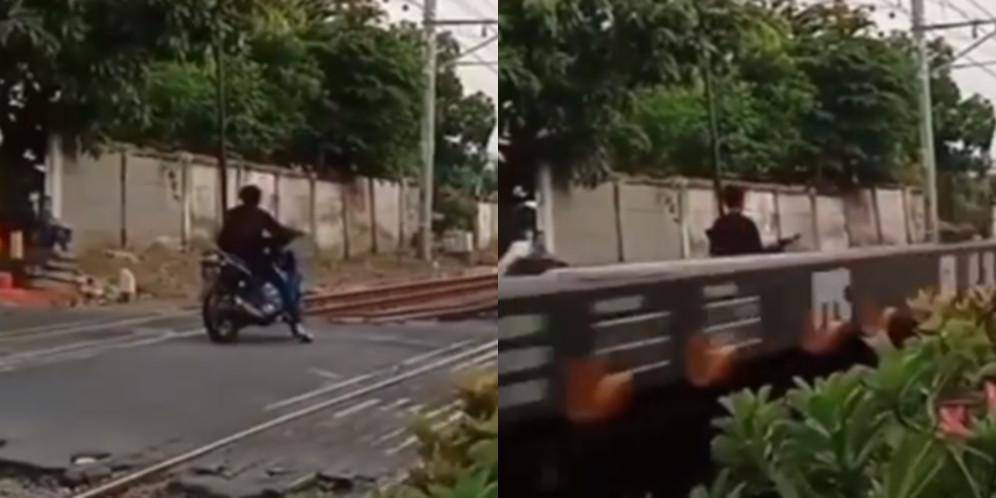 Viral Detik Detik Seorang Pria Selamatkan Pemotor Yang Nekat Terobos