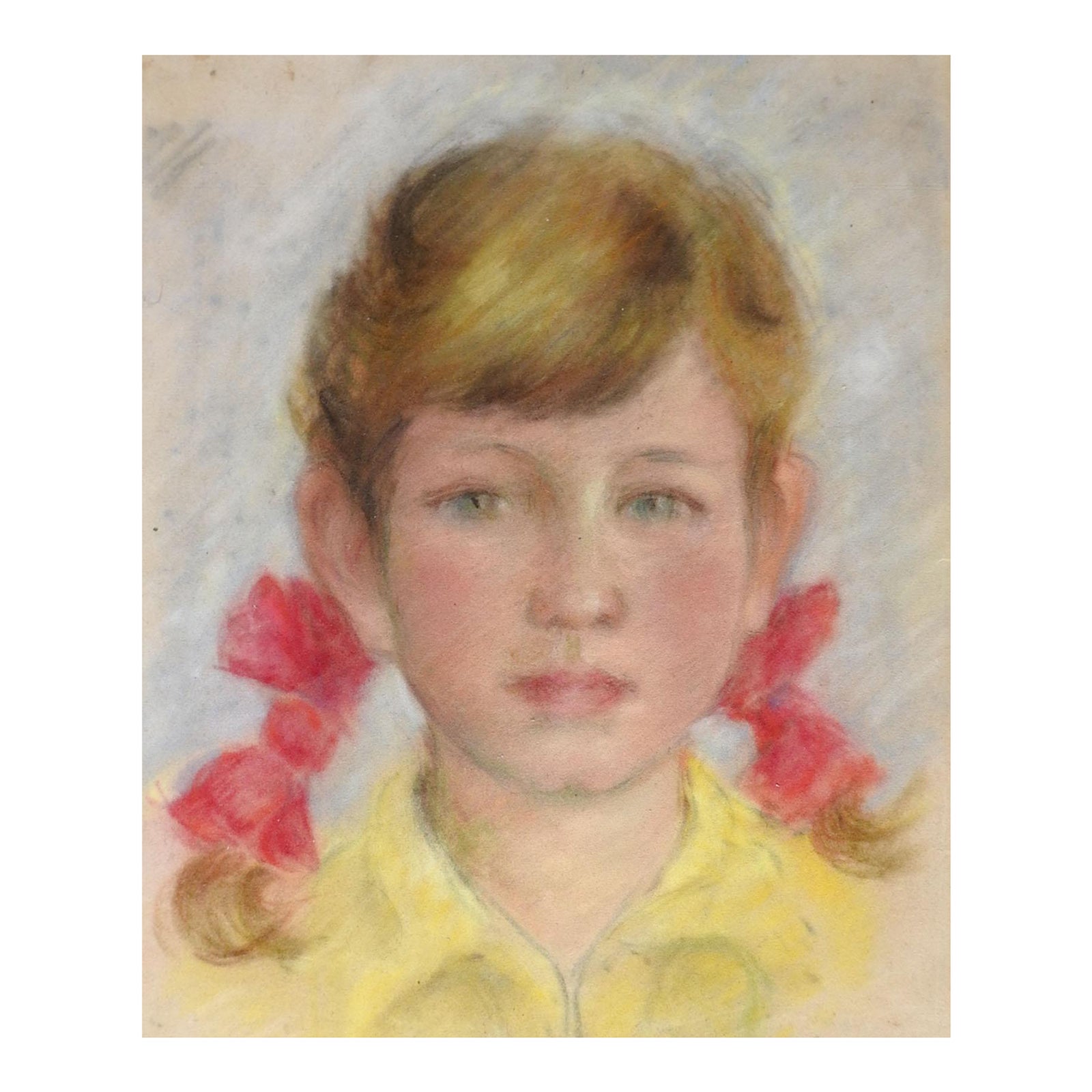 Vintage Pastel Portrait Painting Of Young Girl Chairish