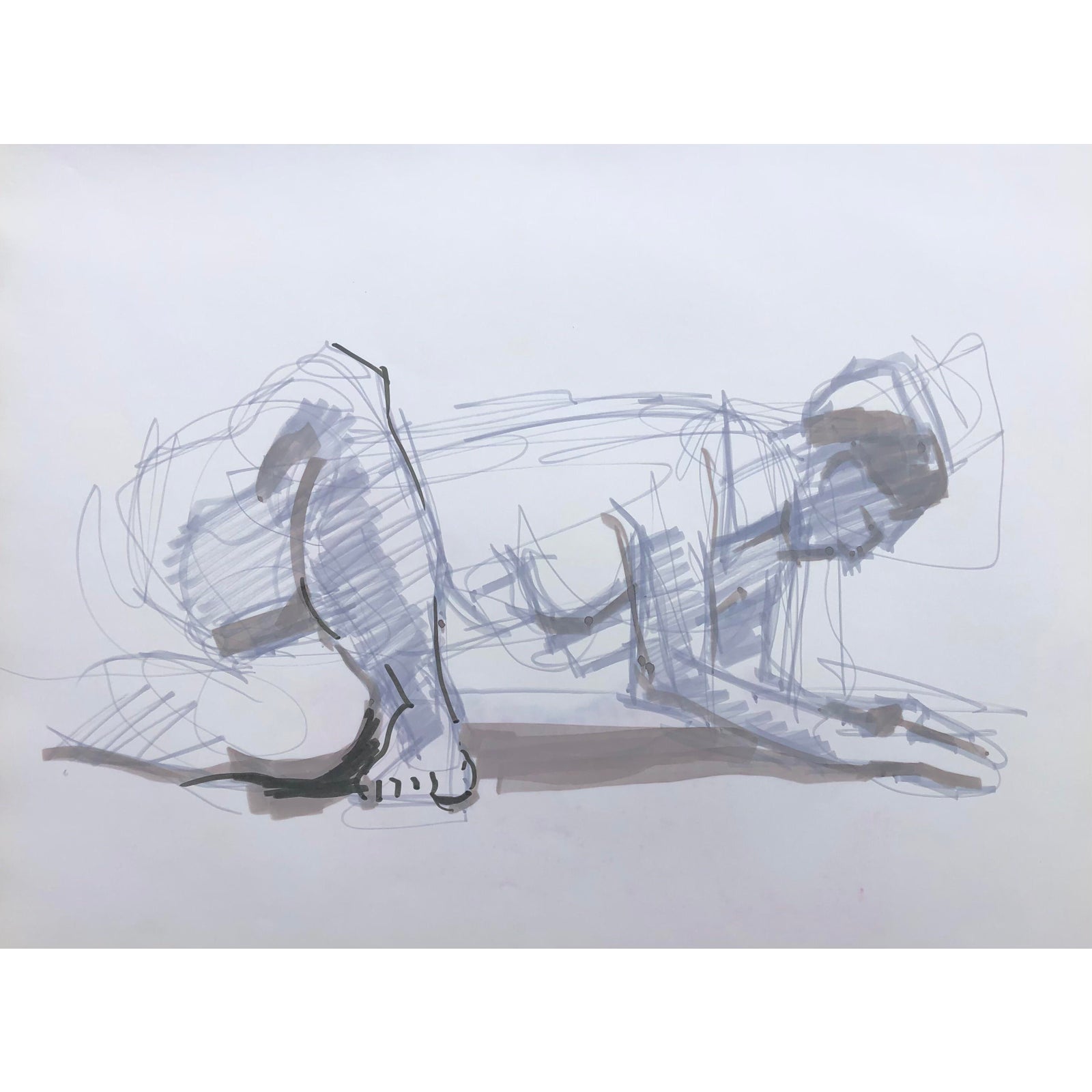 1980s John Reilly Abstracted Nude Drawing Chairish