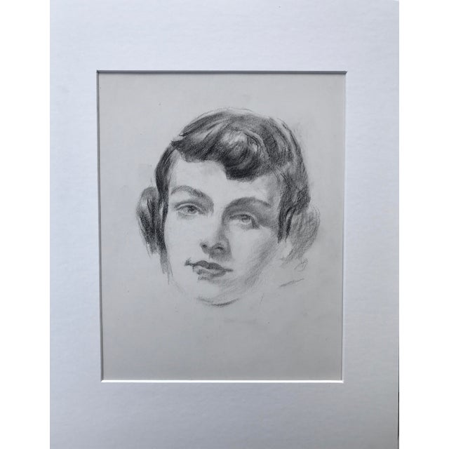 Vintage Mid Century Pencil Drawing Portrait Of A Woman C1950s Chairish