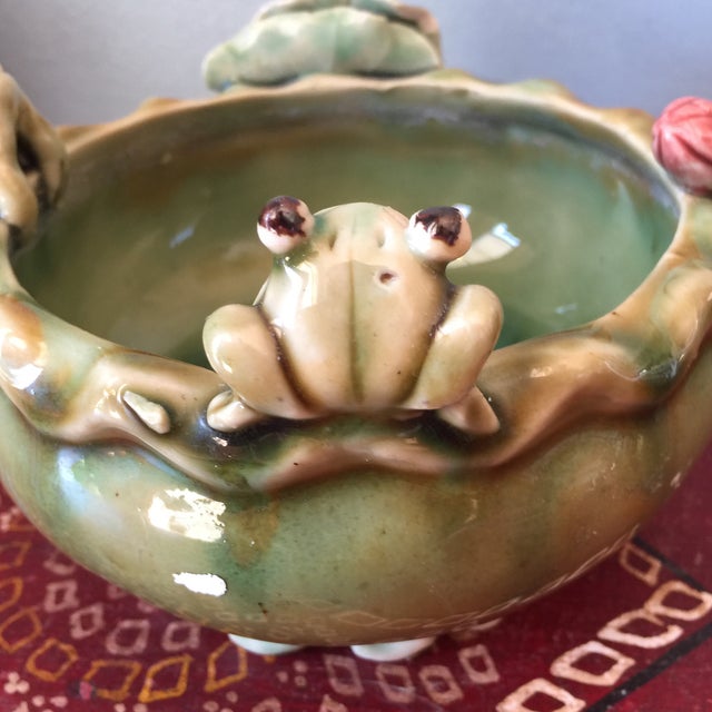 Majolica Frog And Lily Pad Ceramic Bowls Set Of 3 Chairish