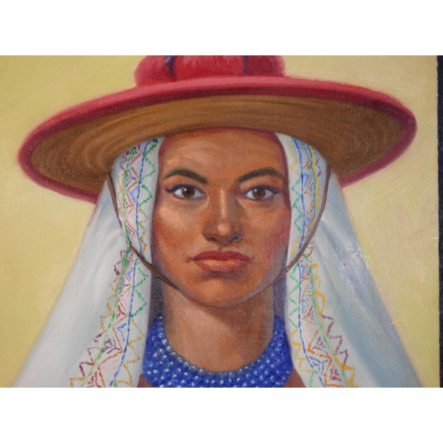 Mid 20th Century Alfonso Tirado Portrait Oil Painting Of A Mexican