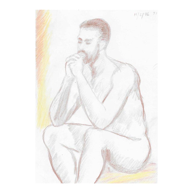 1996 James Bone Contemplative Bearded Male Nude Chairish