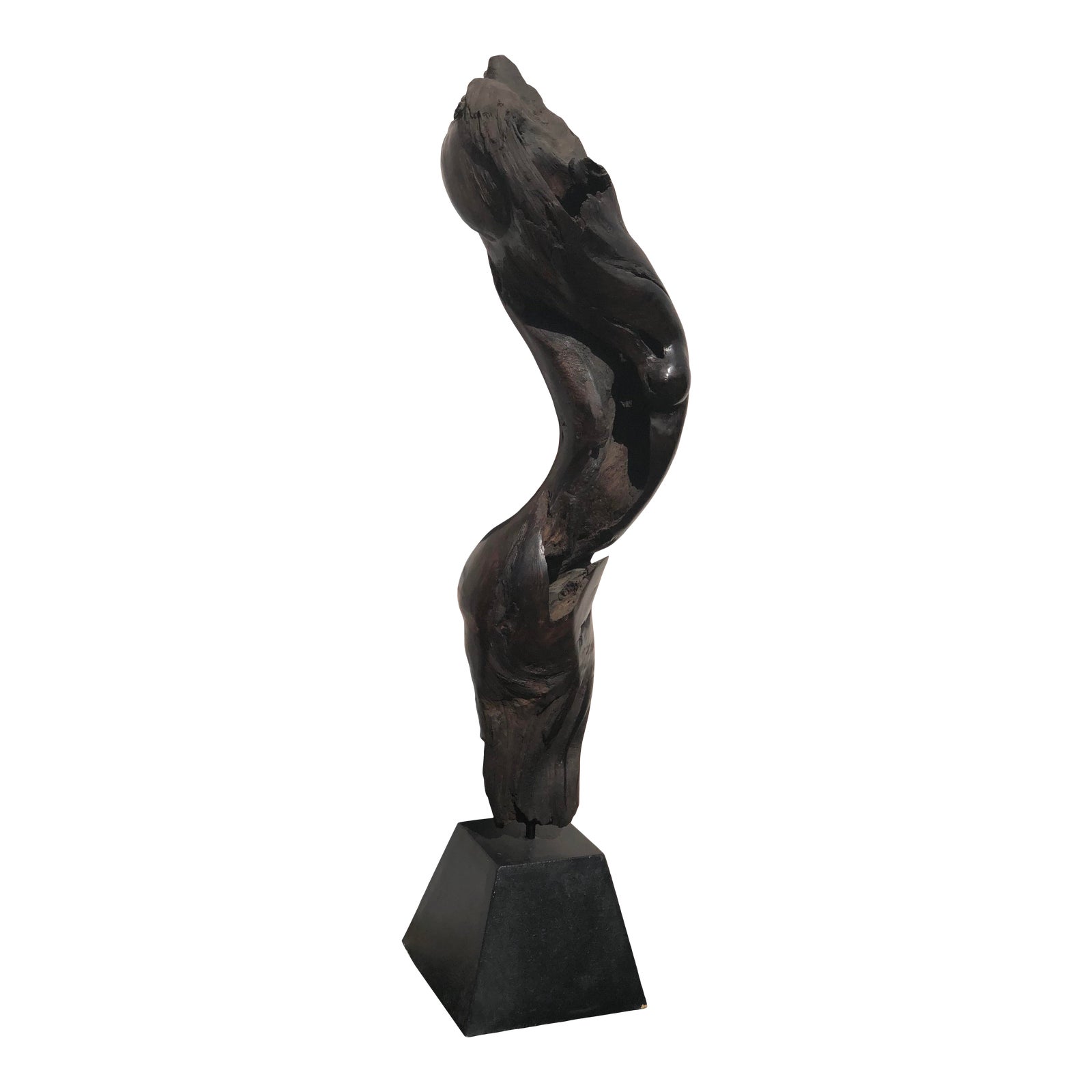 Late 20th Century Figurative Female Nude Wood Scupture By Sigmund De