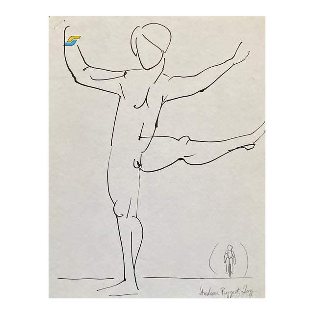 1982 James Bone Dancer Ink Drawing Chairish