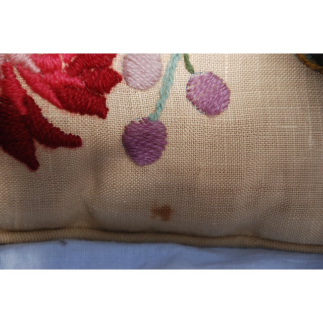 Vintage Crewel Embroidered Pillow Chairish