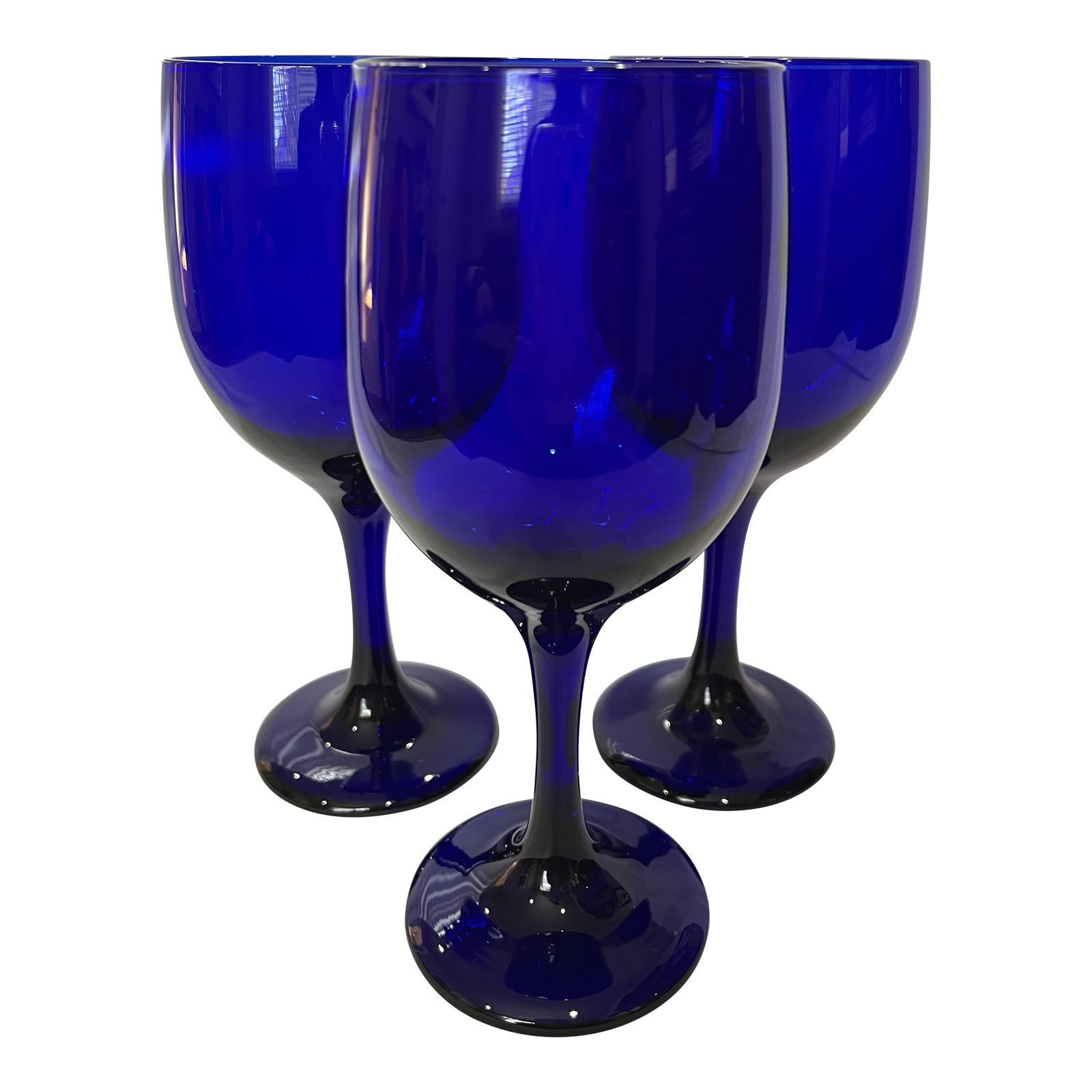 1980s Vintage Libbey Cobalt Blue Wine Glasses Set Of 3 Chairish