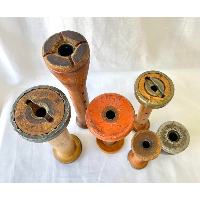 Vintage Industrial Wooden Spools Set Of 6 Chairish